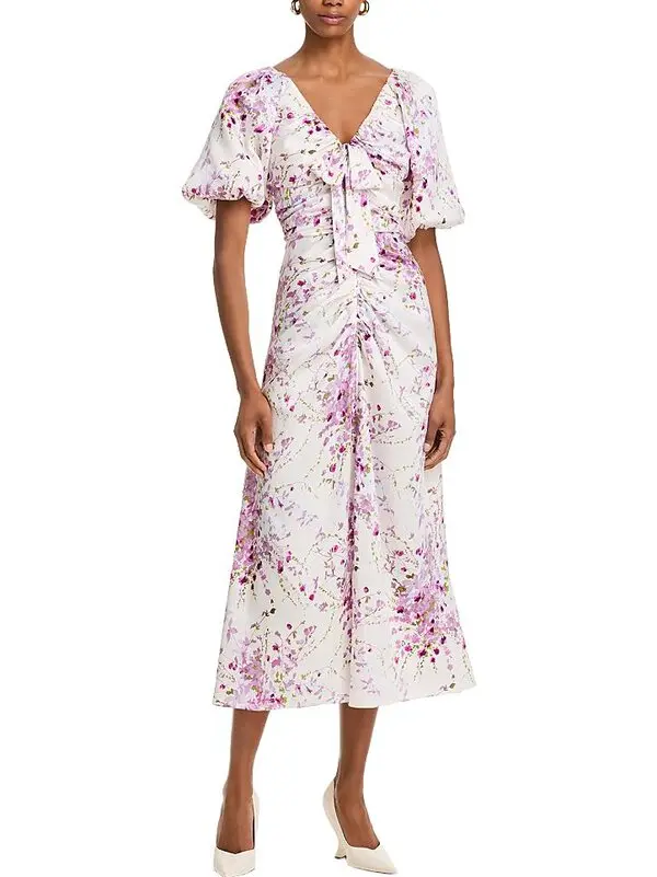 Cinq À Sept Midsummer Bloom Brenton Midi Dress - Ivory Multi