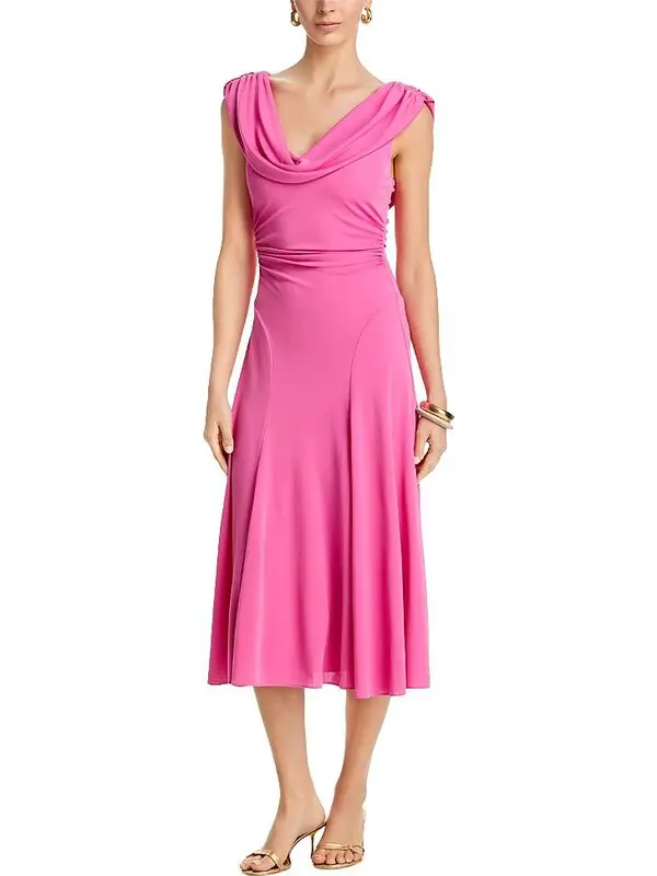Cinq À Sept Carino Dress With Cowl Neck And Slit - Soft Fuchsia