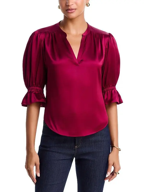 Cinq À Sept Fiona Silk Top - Beet Red
