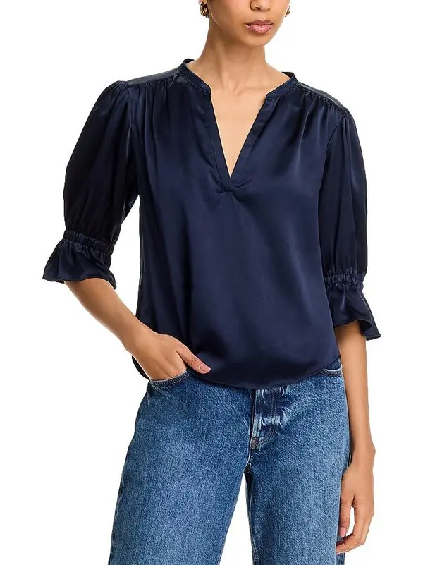 Cinq À Sept Fiona Silk Top - Navy