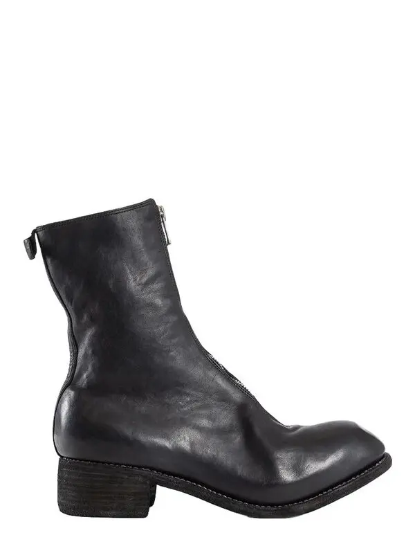 Guidi Mid Front Zip Boots - Black