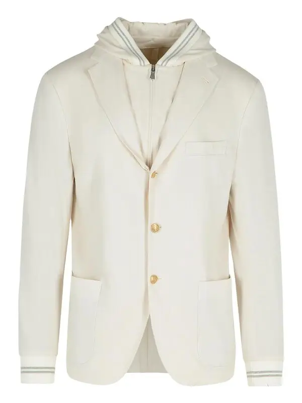 Eleventy Cream Cotton Blazer - Beige