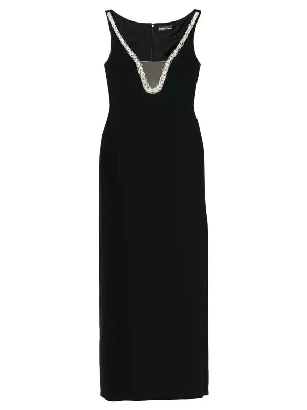 David Koma Crystal Neckline Gown - Black