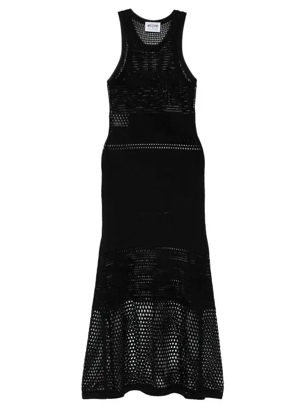 Moschino Open-knit Midi Dress - Black