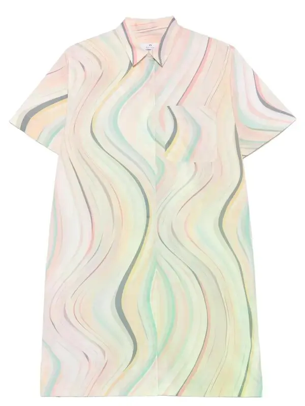 Paul Smith Swirl-patterned Mini Shirt Dress - Neutrals