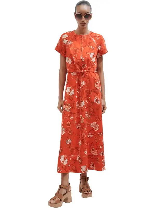 ME+EM 2-in-1 Floral Print Maxi Dress - Dusted Papaya/peach