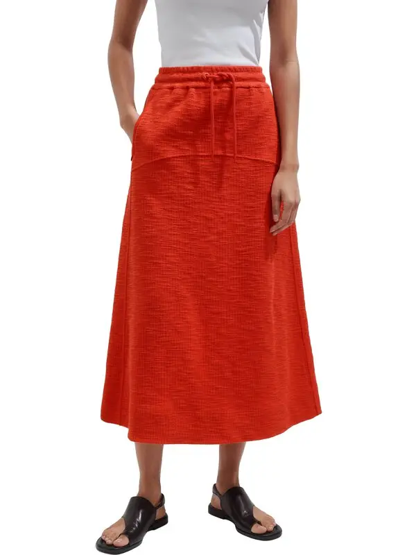 ME+EM Textured Jersey A-line Skirt - Intense Orange