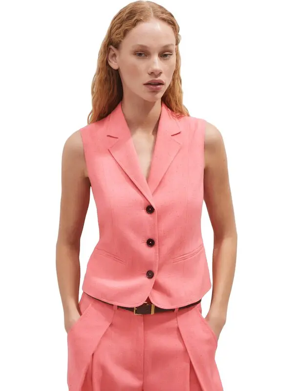 ME+EM Lightweight Sleeveless Crop Jacket - Camellia Pink