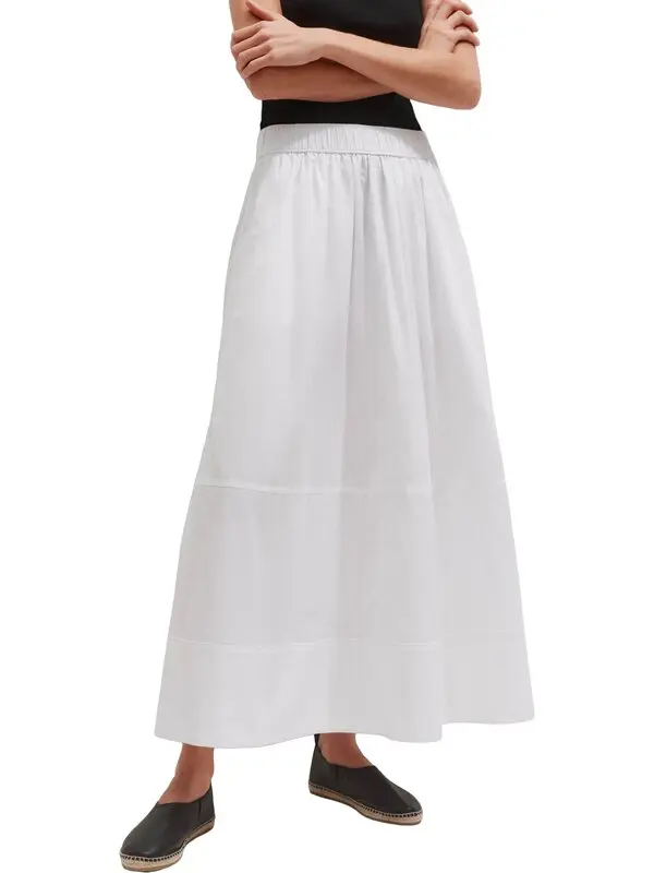 ME+EM Cotton Voile Panelled Skirt - White