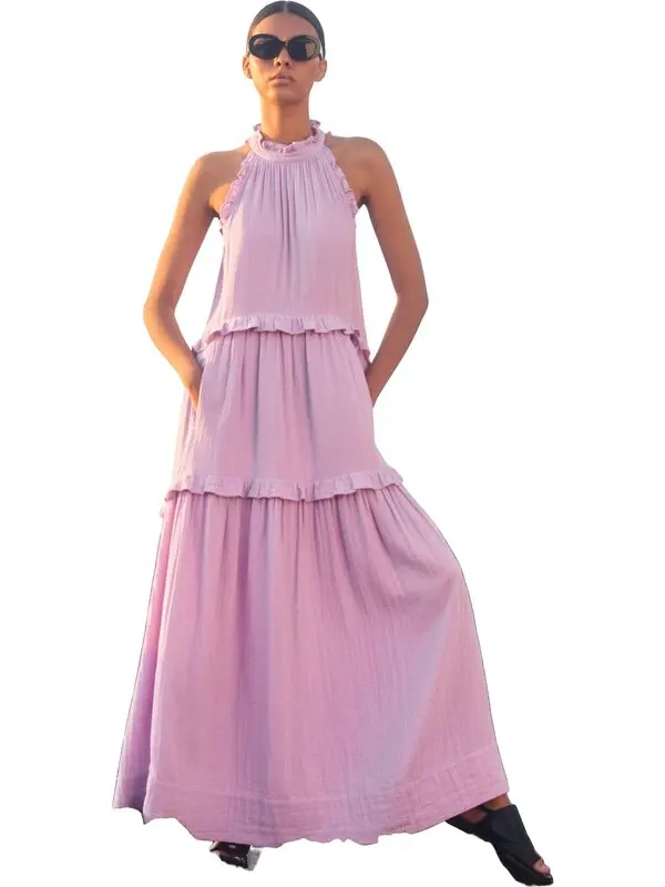 ME+EM Cheesecloth Frill Full-length Dress - Lilac