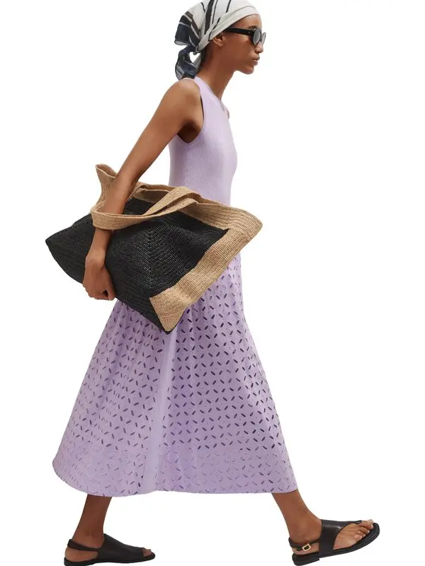 ME+EM Knit + Broderie Mixed Media Midi Dress - Powder Lavender