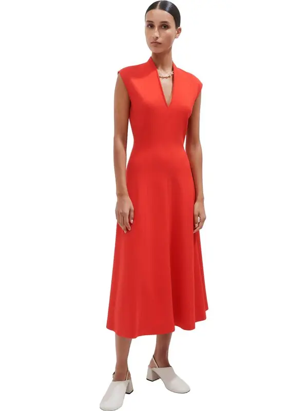 ME+EM Travel Tailoring Seam Detail Midi Dress - Intense Orange