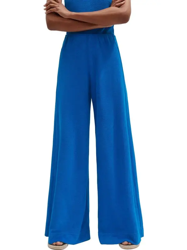 ME+EM Towelling Palazzo Pant - Lapis Blue