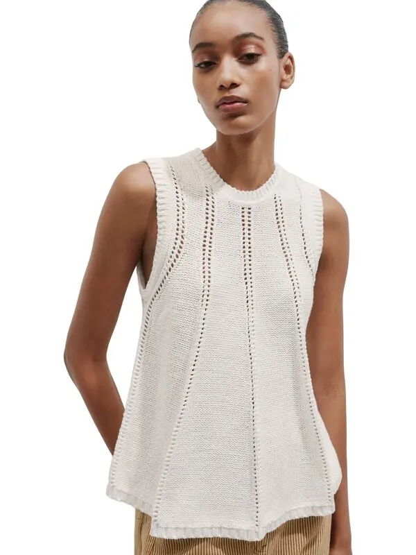 ME+EM Chunky Cotton Swing Knit Vest - Soft White