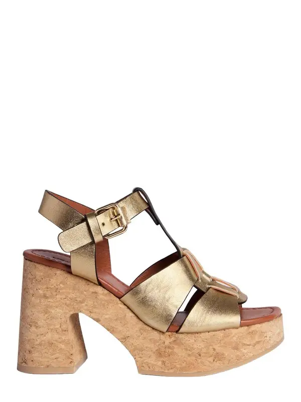 ME+EM T-bar Platform Sandals - Gold