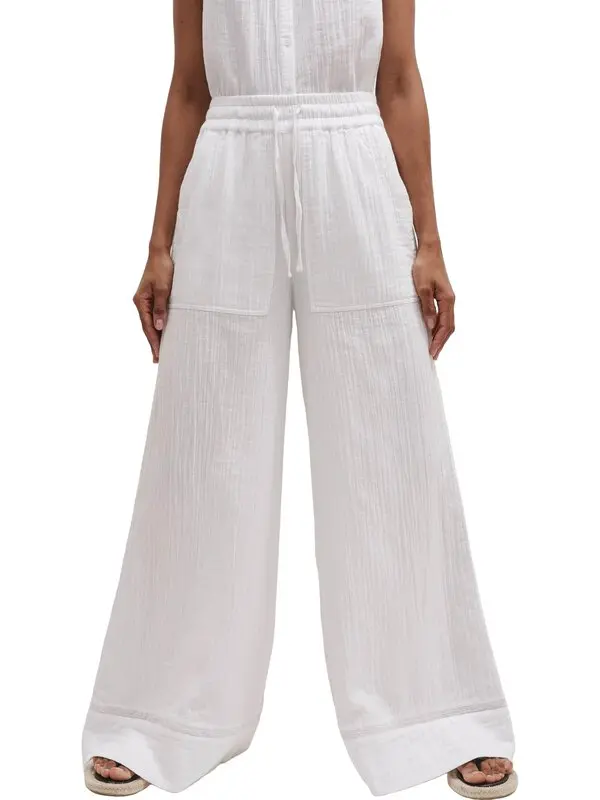 ME+EM Cheesecloth Lace Trim Insert Trousers - Soft White