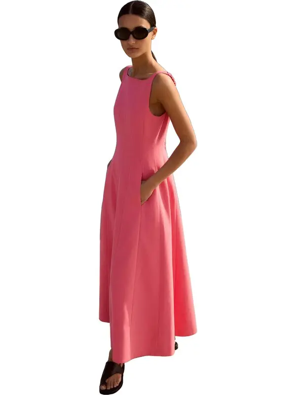 ME+EM Contour Seamed Maxi Dress - Camellia Pink