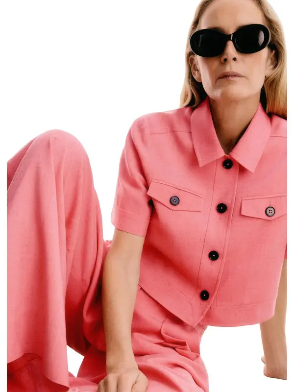 ME+EM Tailored Shirt Jacket - Camellia Pink
