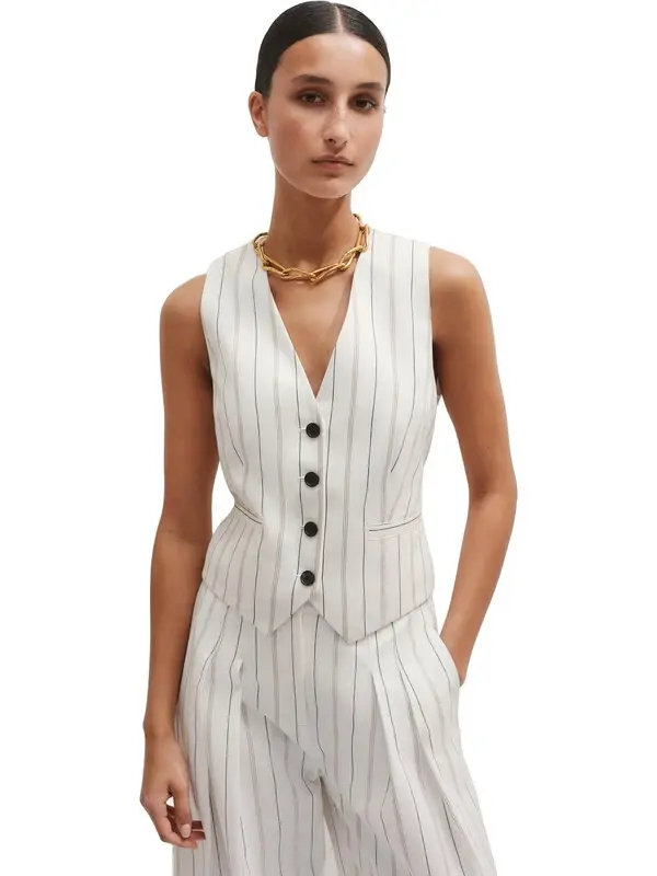 ME+EM Striped Tailored Waistcoat - Multi Stripe