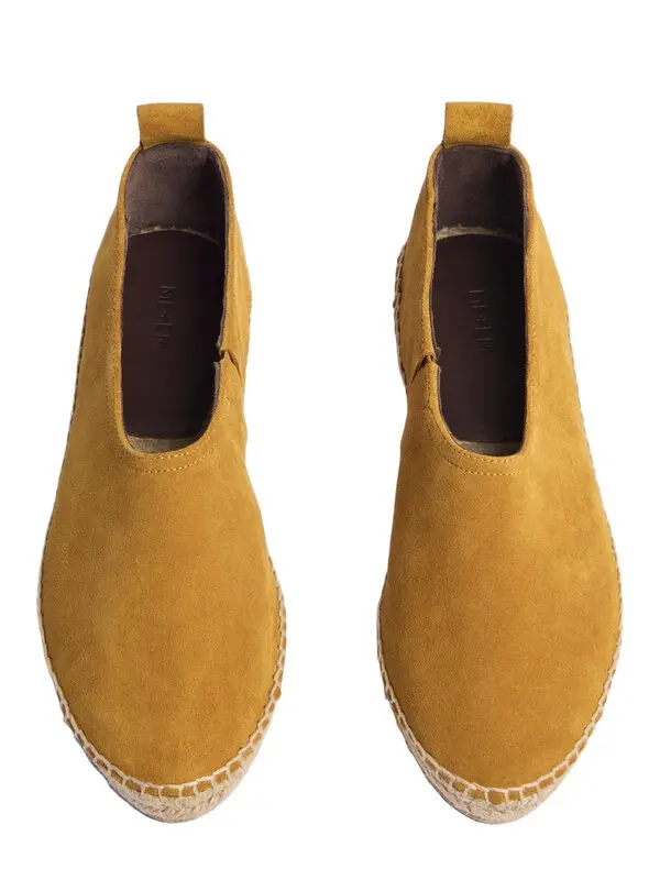 ME+EM High-fronted Suede Espadrille Slipper - Mustard
