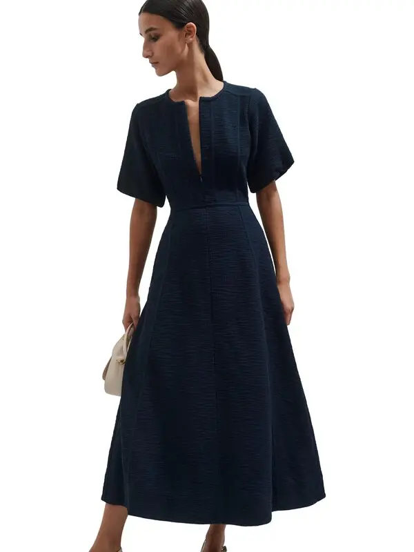 ME+EM Textured Jersey Maxi Dress - Navy