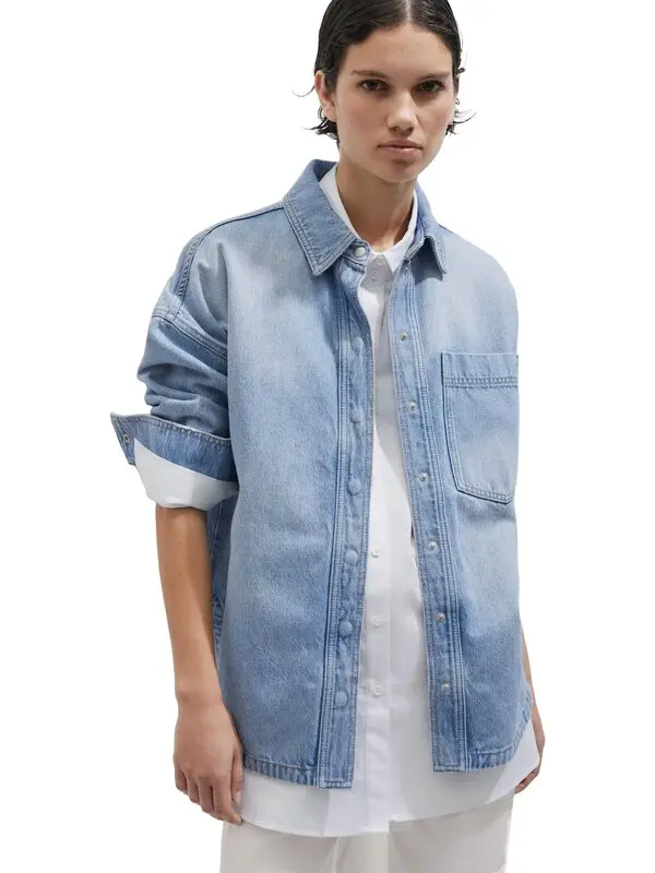 ME+EM Oversized Denim Shacket - Light Wash