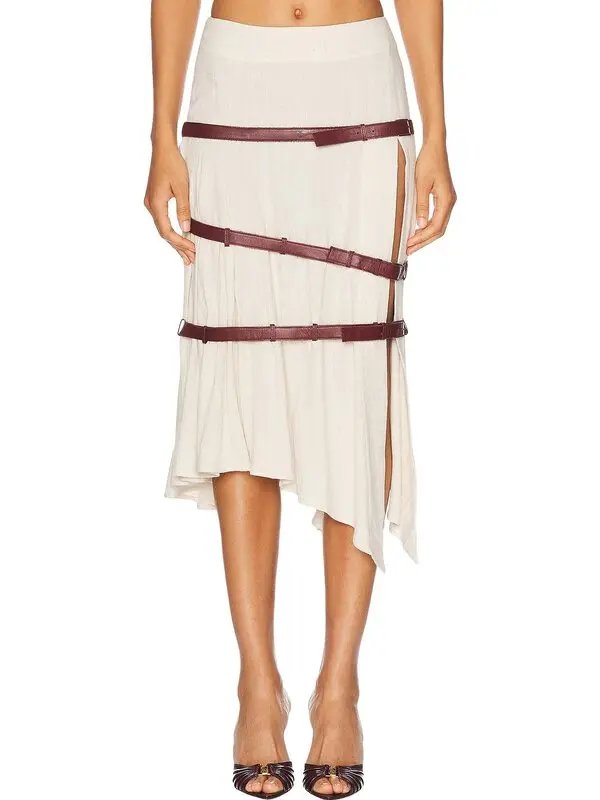 MIMCHIK Triple Belted Skirt - Ivory