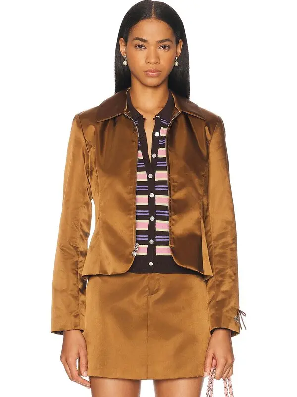 Sandy Liang Annecy Jacket - Brown
