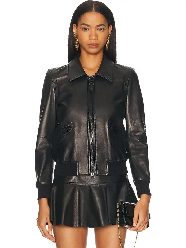 TOM FORD Leather Collar Jacket - Black