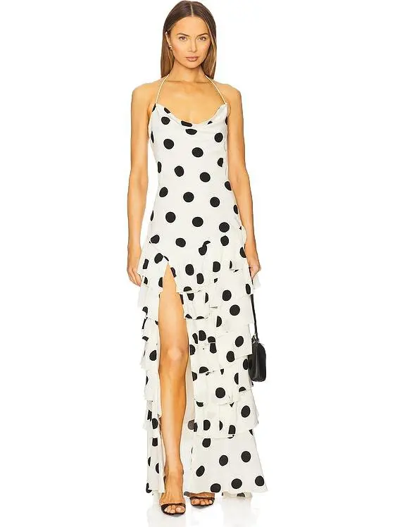 Majorelle Brandin Gown - Cream & Black Dot