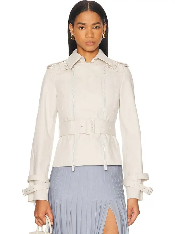 Burberry Belted Gabardine Jacket - Sail