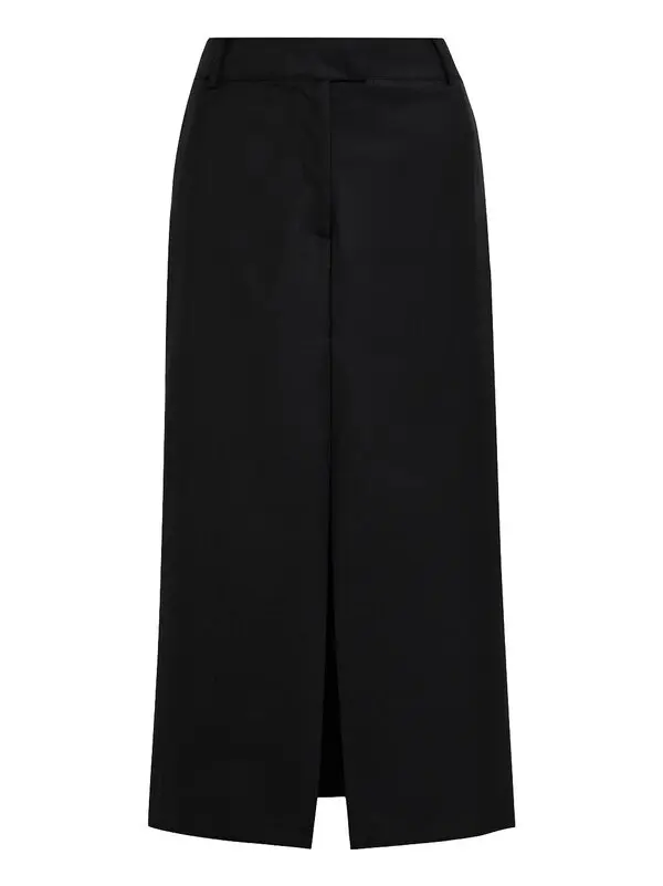 Johanna Ortiz Defensa Noble Wool-twill Midi Skirt - Black