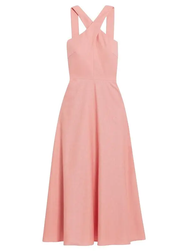 MIKAEL AGHAL Cotton And Linen-blend Midi Dress - Antique Rose