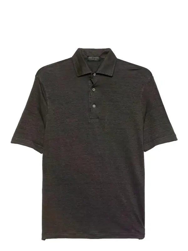 DELL'OGLIO Linen Polo Shirt - Brown
