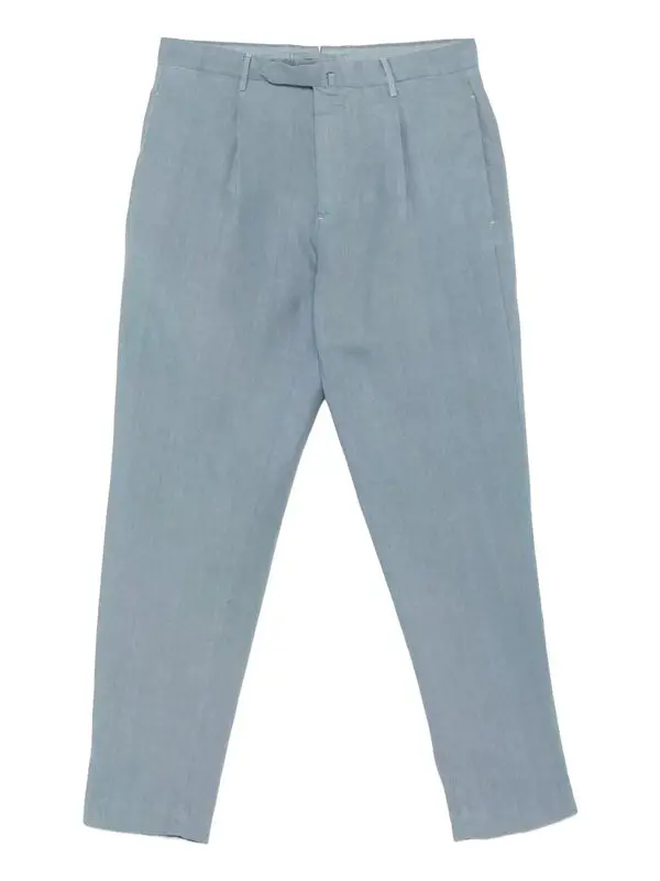 DELL'OGLIO Pleated Tapered-leg Trousers - Blue
