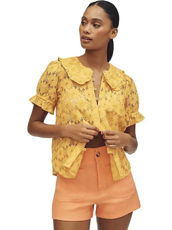 PILCRO Keira Lace Blouse - Dried Citrus