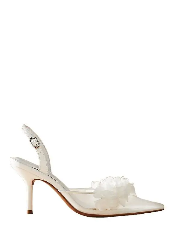 Jeffrey Campbell Floral Mesh Heels - White