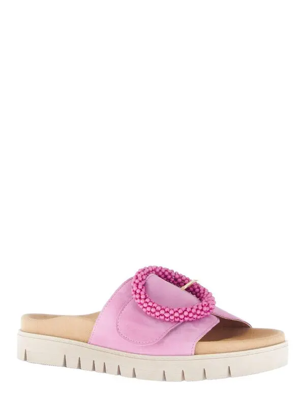 Gabor Beaded Buckle Platform Slide Sandal - Soft Pink