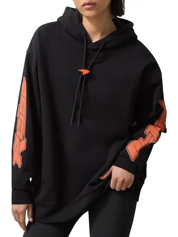 REISS Oversize Cotton Hoodie - Black