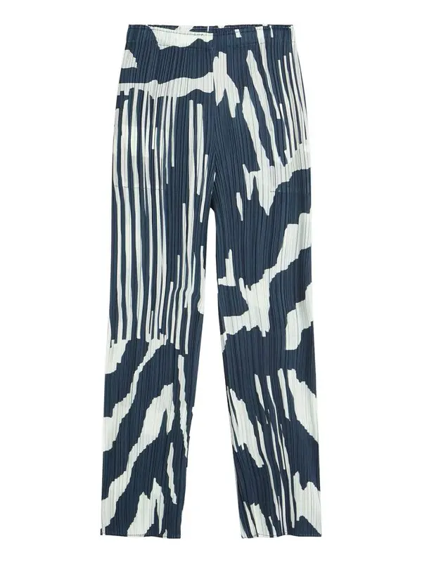 Issey Miyake Refraction Print Pleated Trousers - Grayish Navy