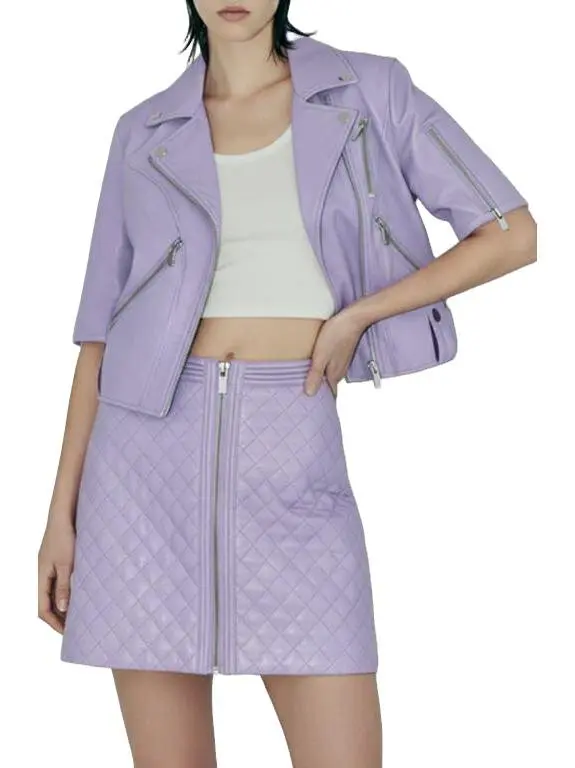AS By DF Nico Recycled Leather Skirt - Pastel Lilac