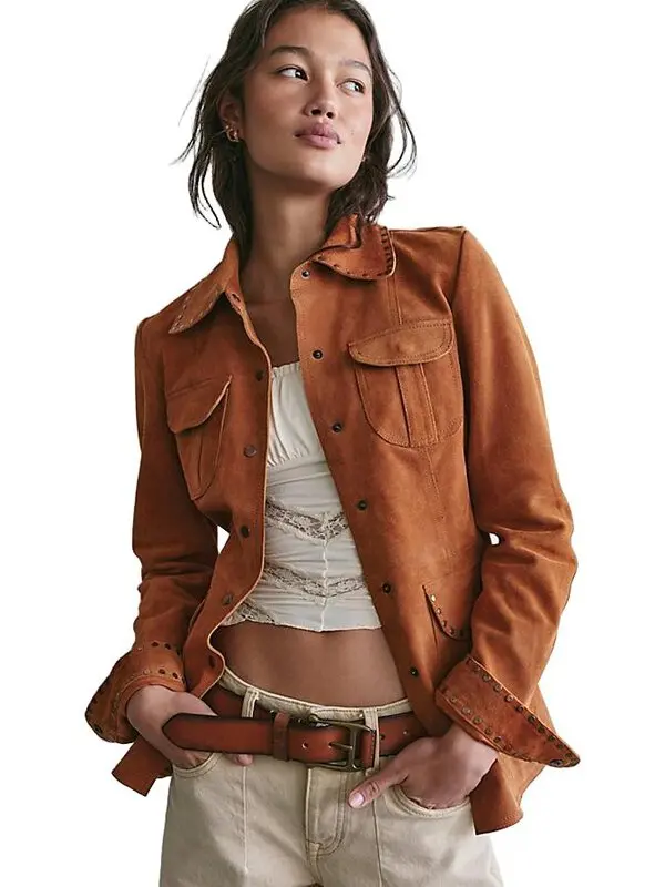 Free People We The Free Carmen Suede Jacket - Tan