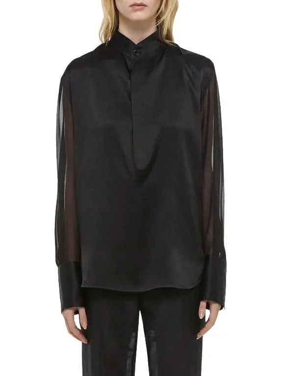 Helmut Lang Relaxed-fit Silk Shirt - Black