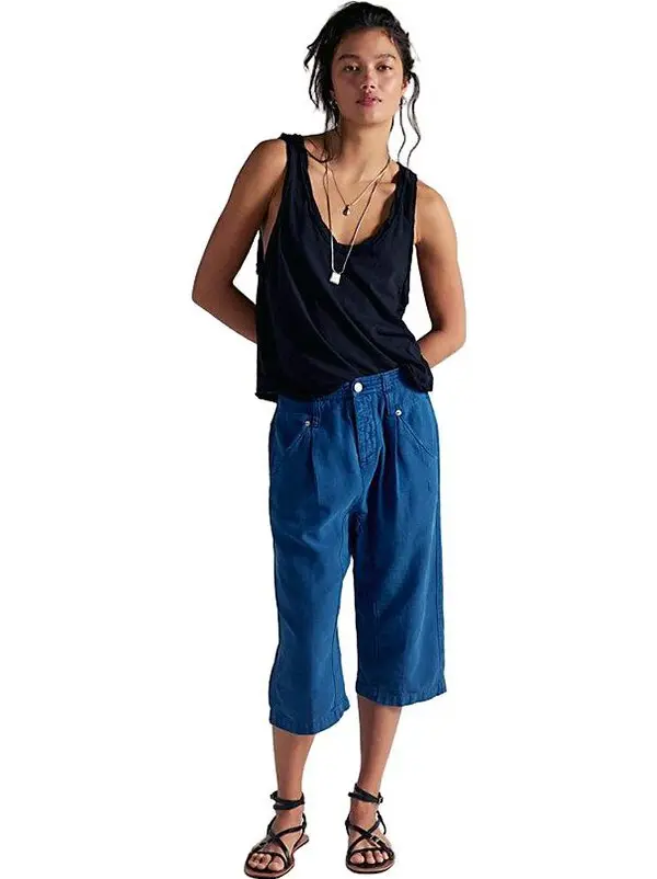 Free People We The Free Maven Crop Harem Pants - Sailor Blue