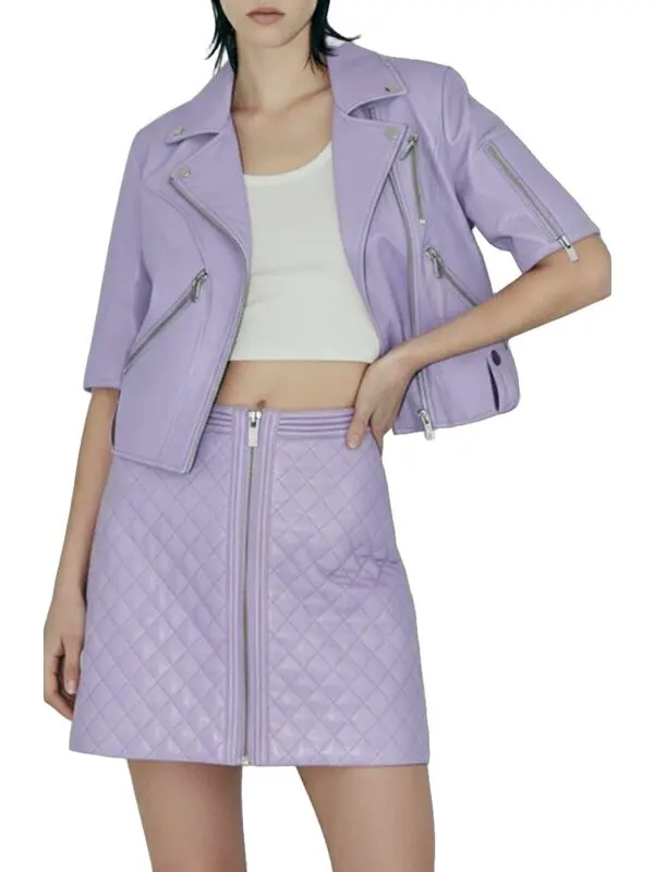AS By DF Nico Recycled Leather Jacket - Pastel Lilac