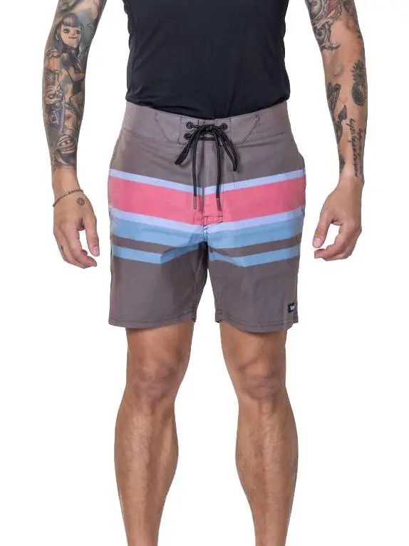 VAST Irie Stripes Iii Stretch Board Shorts - Grey Multi