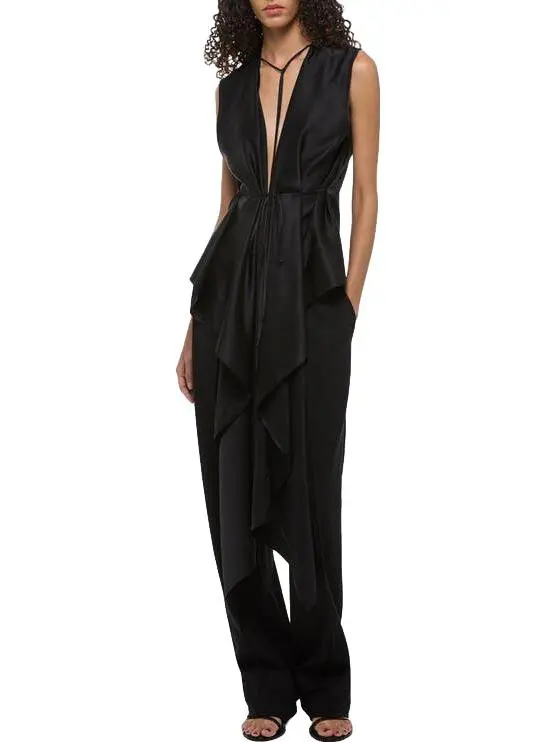 Helmut Lang Scarf Drape Reversible Silk Top - Black