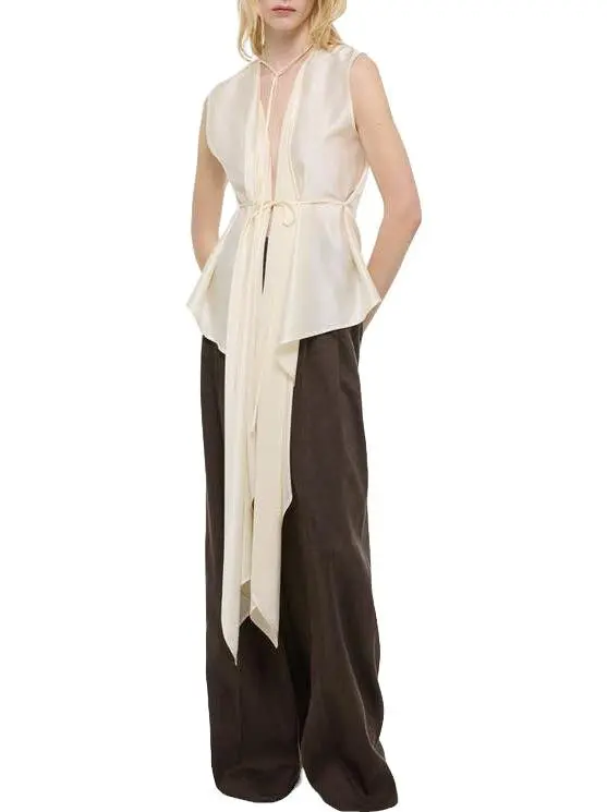 Helmut Lang Scarf Drape Reversible Silk Top - Ivory