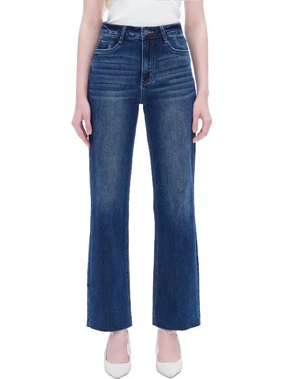 BAYEAS Raw Hem Wide Leg Jeans - Sapphire