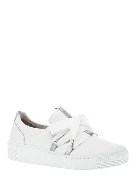 Gabor Bow Leather Sneaker - White